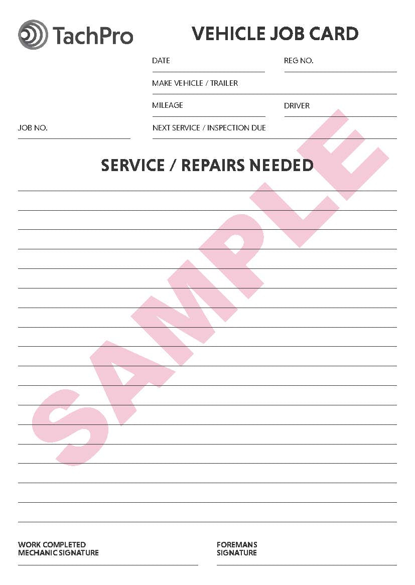 A6 Vehicle Job Cards - 50 Per Pack – TachPro