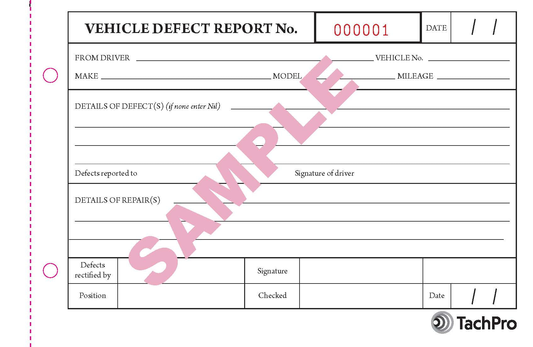 Vehicle Defect Report Book – TachPro